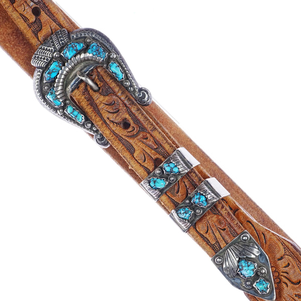 c1940's Dan Simplicio Zuni Lone Mountain turquoise silver ranger belt ...