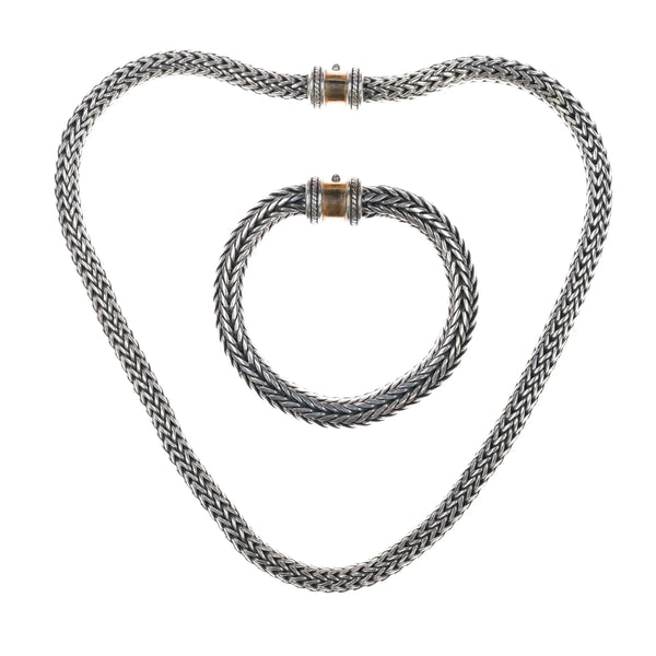 Suarti Bali 18k/Sterling Heavy wheat chain necklace/bracelet – Estate ...