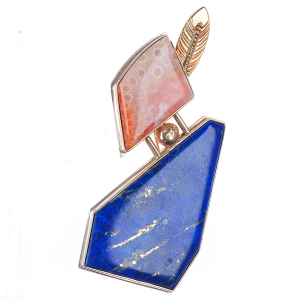Buddy Lee Mossman Choctaw 14k gold, sterling silver lapis, fossilized ...