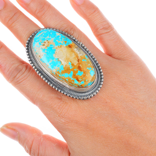 sz8 Huge Randy Boyd Navajo sterling silver ring with nice turquoise ...